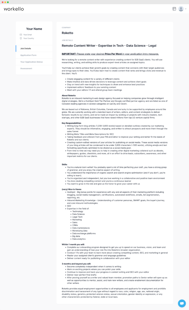 How Roketto Hired 9 Writers - Workello